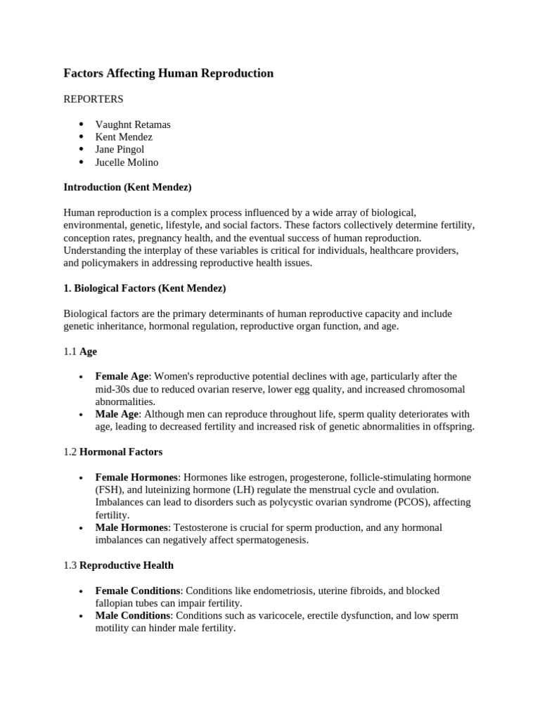 Factors Affecting Human Reproduction | PDF | Fertility | Infertility