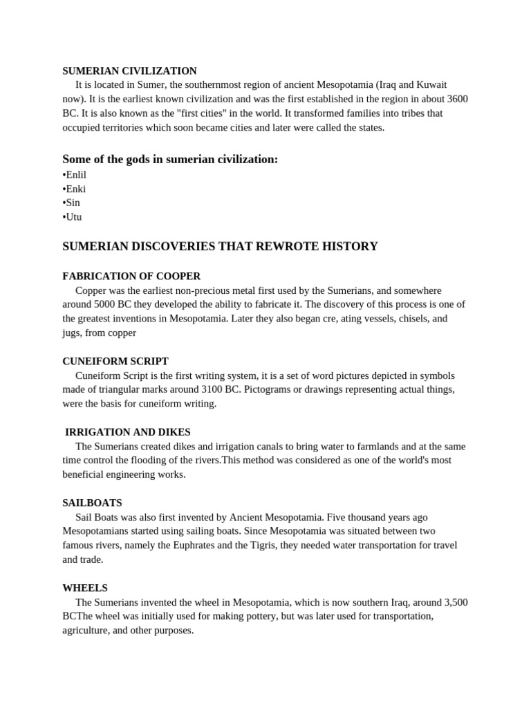 Sumerian | PDF | Sumer | Mesopotamia