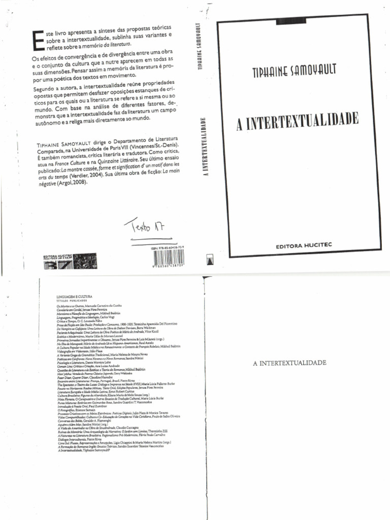 1 A Intertextualidade Tiphane Samoyault | PDF