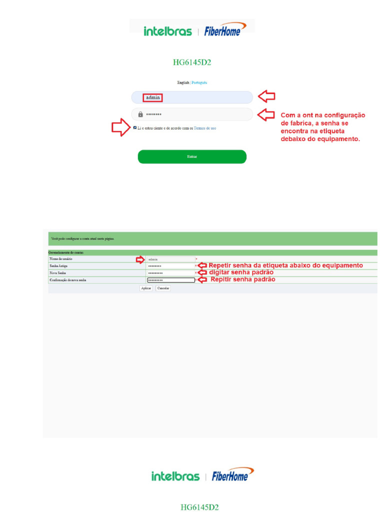 Configuração ONT Fiberhome HG6145D2 | PDF