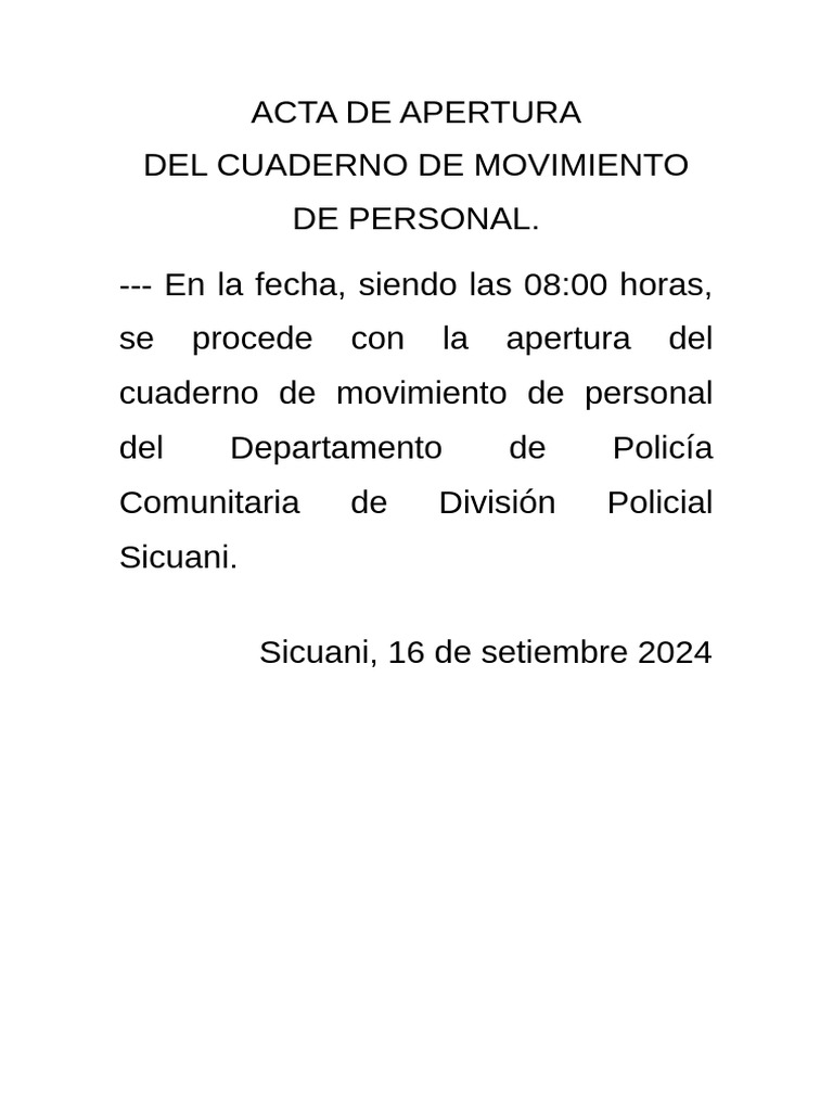Acta de Apertura de Cuaderno | PDF