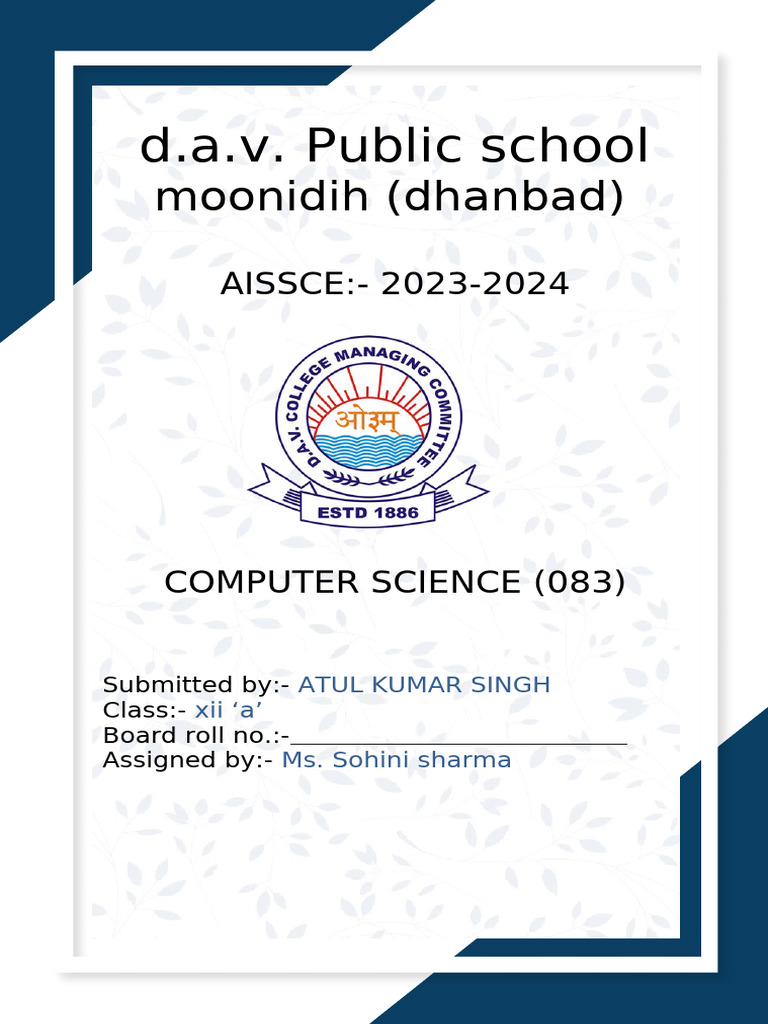 XII Computer Science Project | PDF