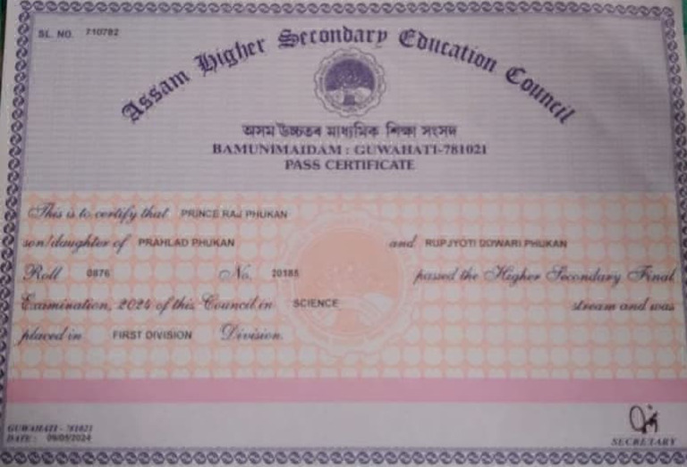 Pass Certificate for Raj Phukan | PDF