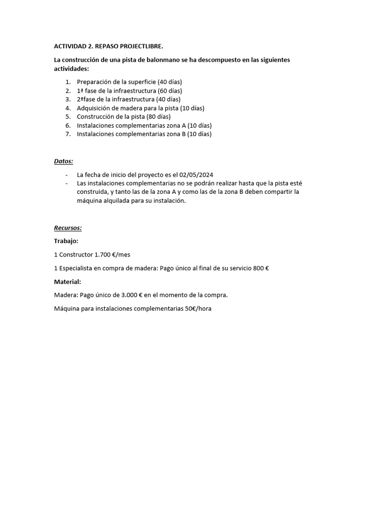 Tarea 2. ProjectLibre | PDF