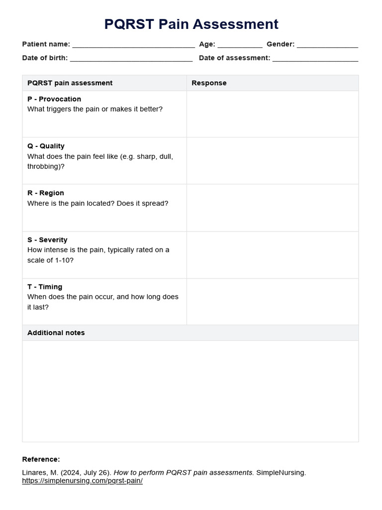PQRST Pain Assessment Guide | PDF