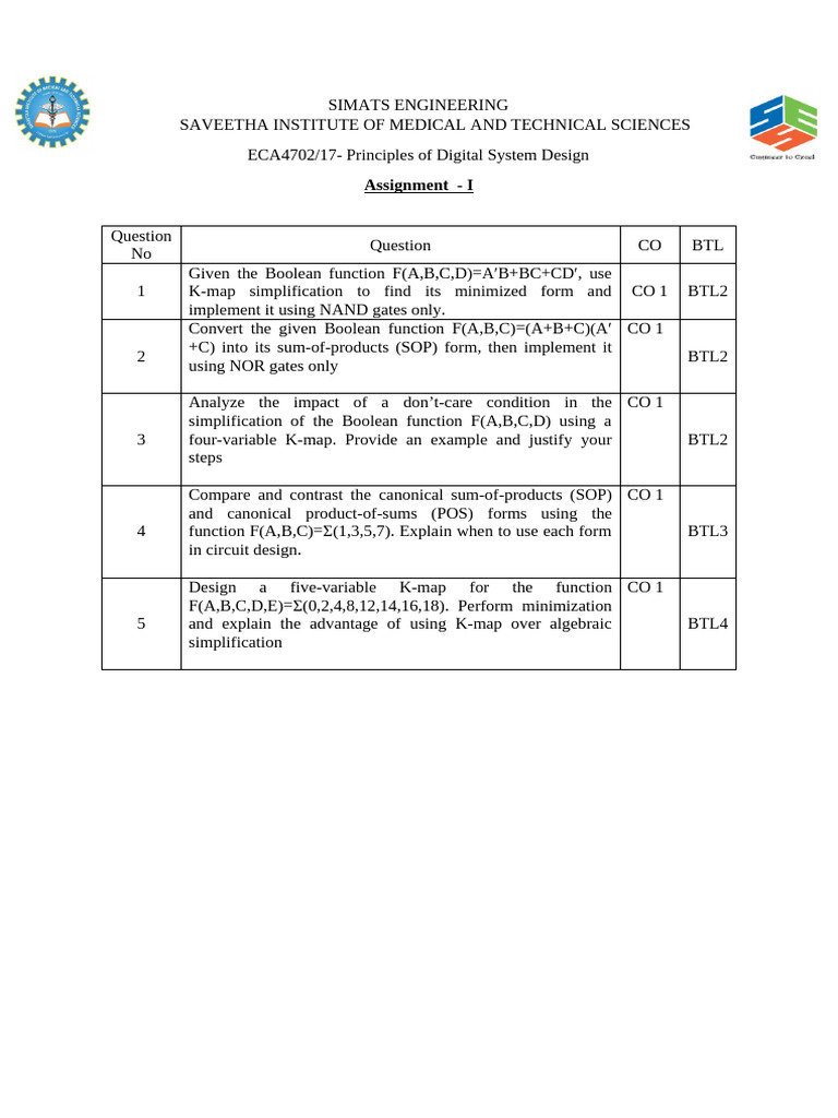 Digital System Design Assignment Guide | PDF