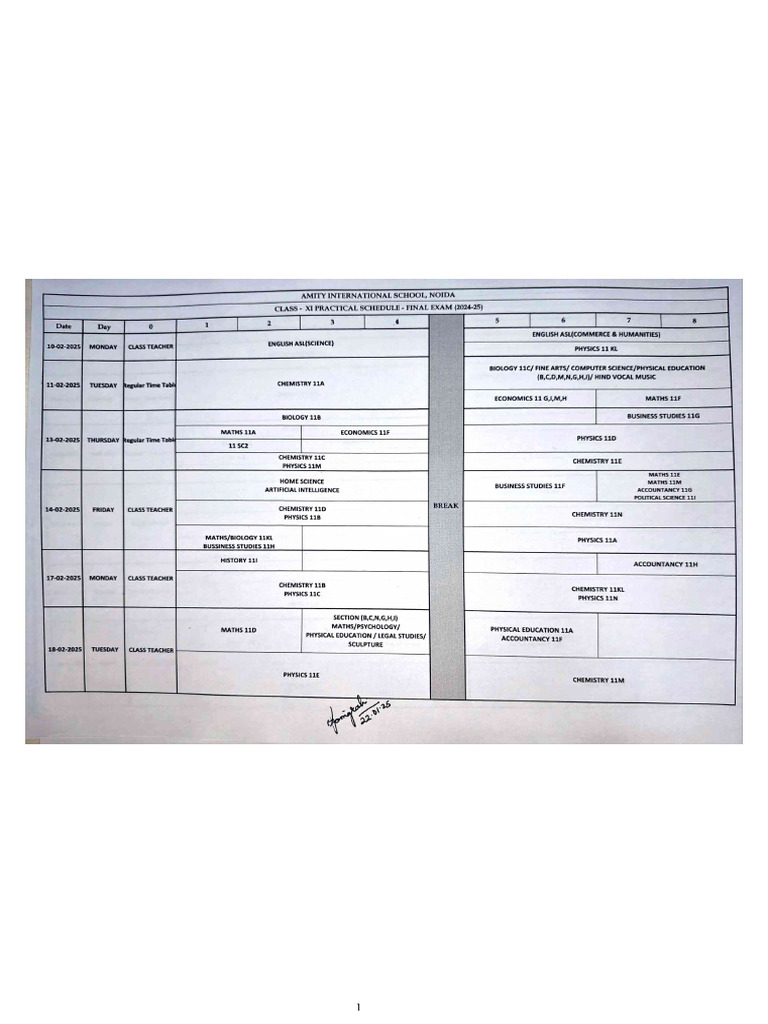 Class XI- Practical Schedule | PDF