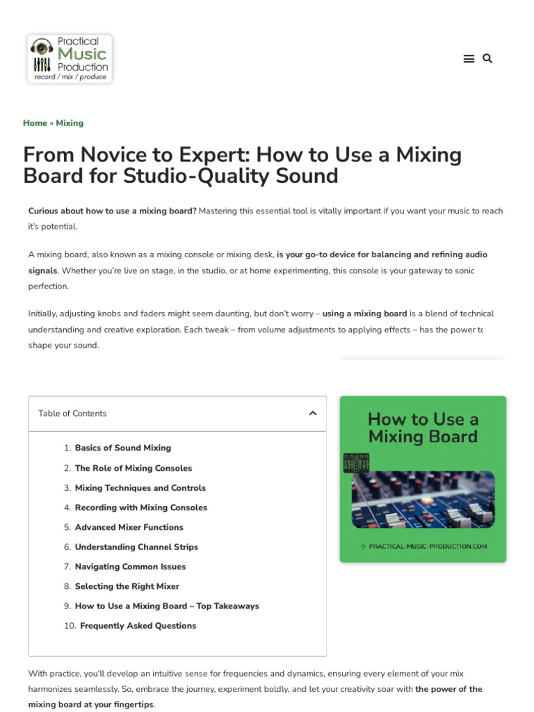 How To Use A Mixing Board - Essential Tips For Beginners | PDF | Equalization (Audio) | Sound