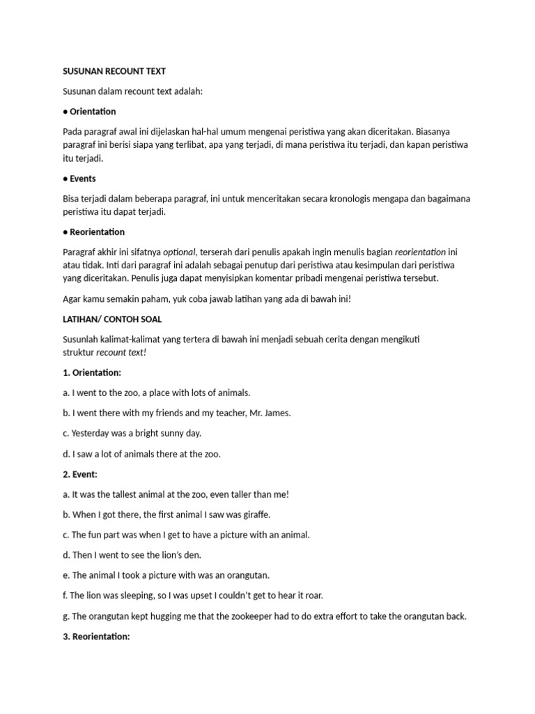 cara penulisan recount text | PDF