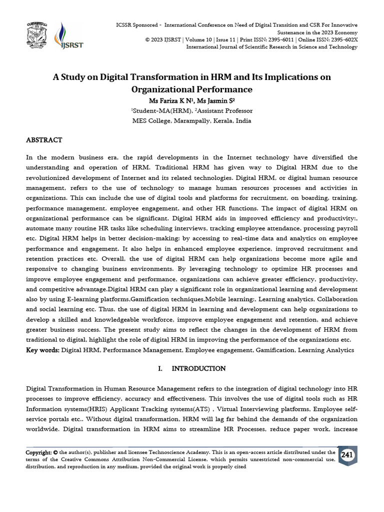 Digital HRM's Impact on Organizational Performance | PDF | Human ...