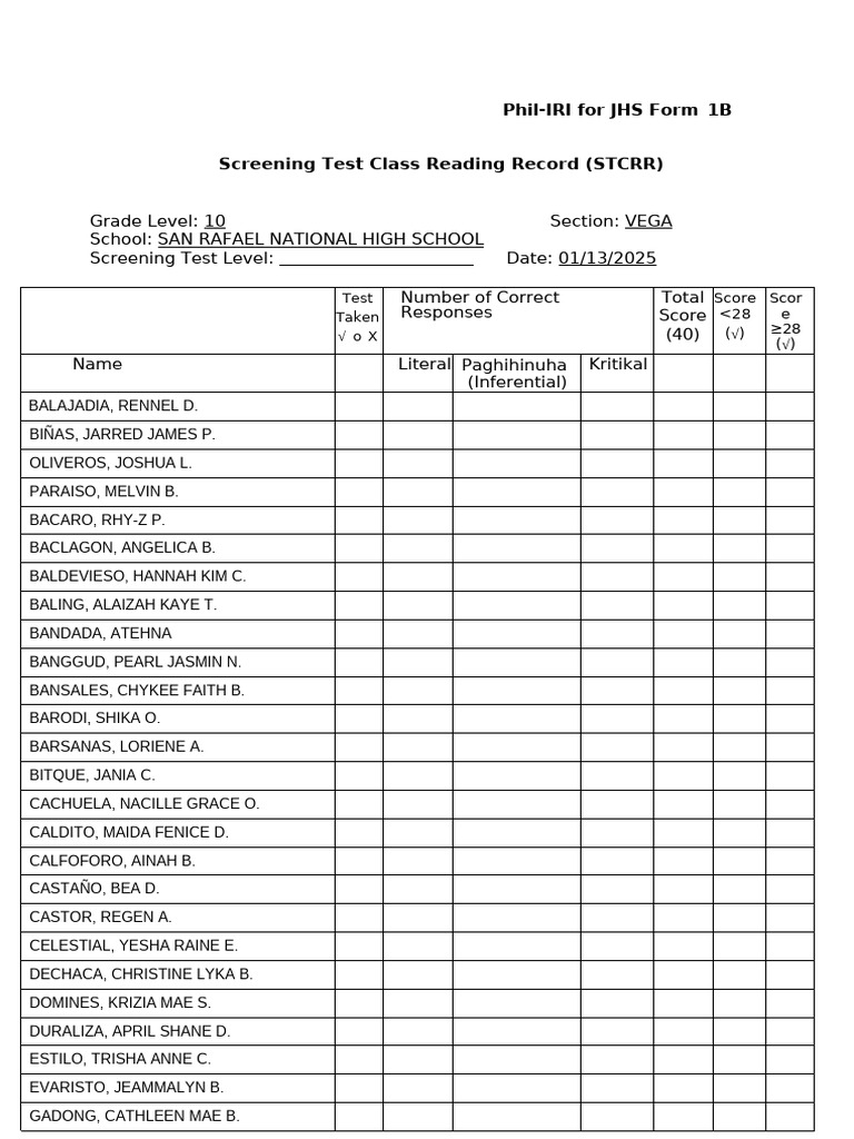 Phil-IRI-for-JHS-Form-1_English-10 | PDF