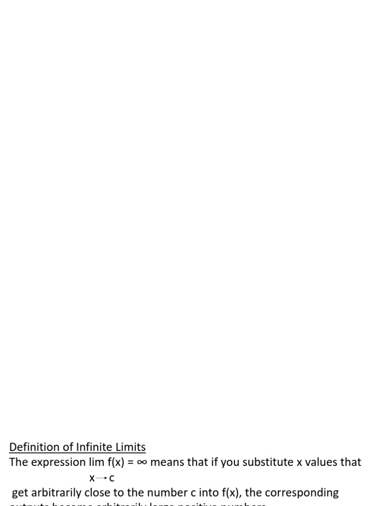 Basic Calculus Lesson 2 Limit of A Function Using Table of Values Finding Infinite Limits | PDF ...