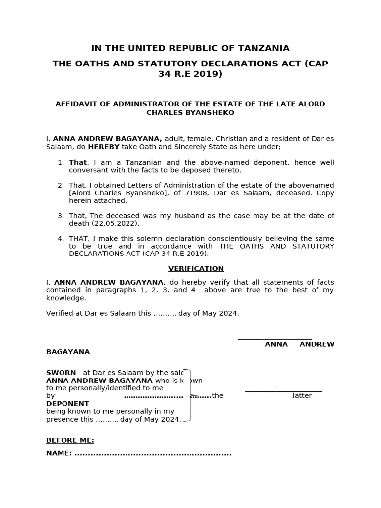 Affidavit of names | PDF