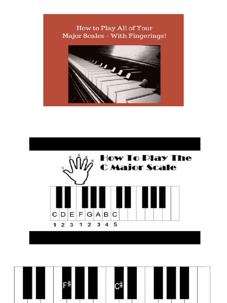Major Scales of All The White Keys and Their Fingering Pattern | PDF