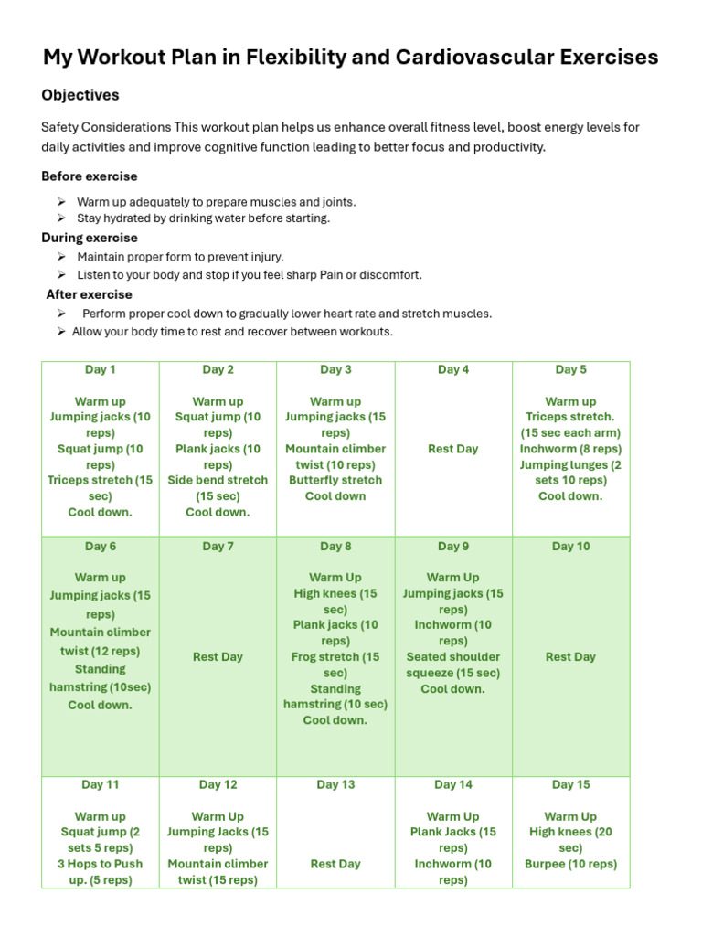 My Workout Plan | PDF | Physical Fitness | Physical Exercise