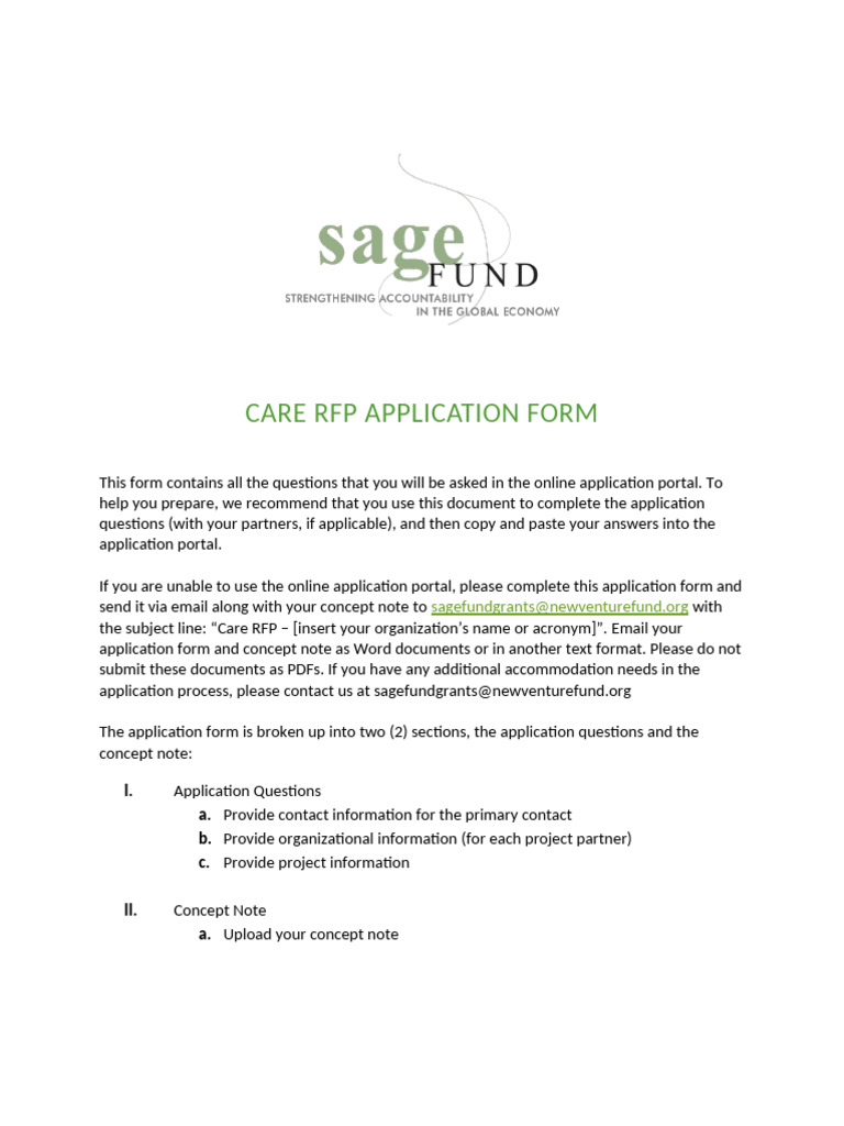 Care+RFP+Application+Form 27nov2023 Final en | PDF | Labour Economics ...