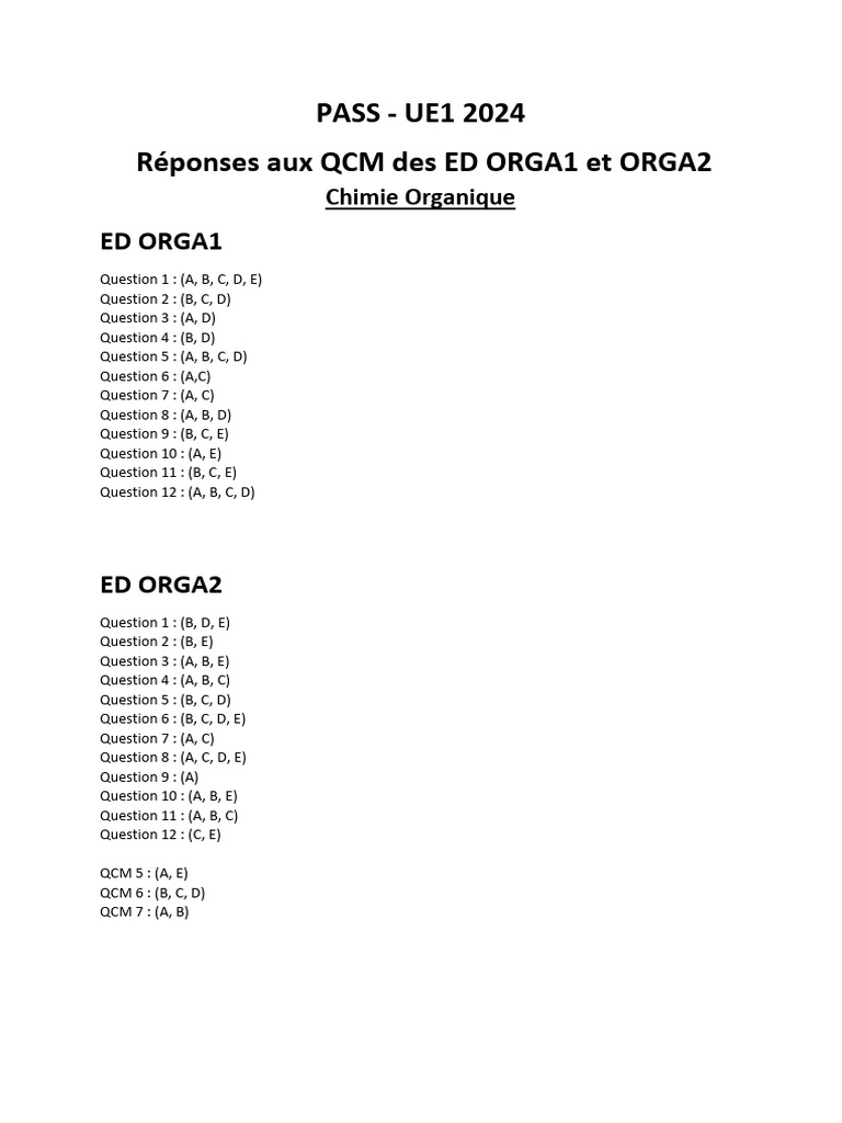 ED2 Et ED4 Correction Chimie D ORGA Et 2 Et 4 2024 | PDF
