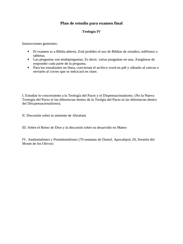 Plan de Estudio para Examen Final | PDF