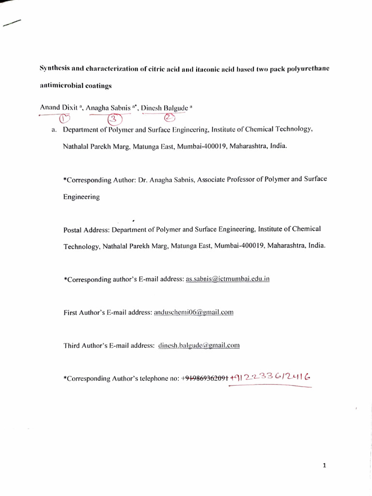Synthesis and Characterization of Citric Acid and Itaconic Acid Based ...