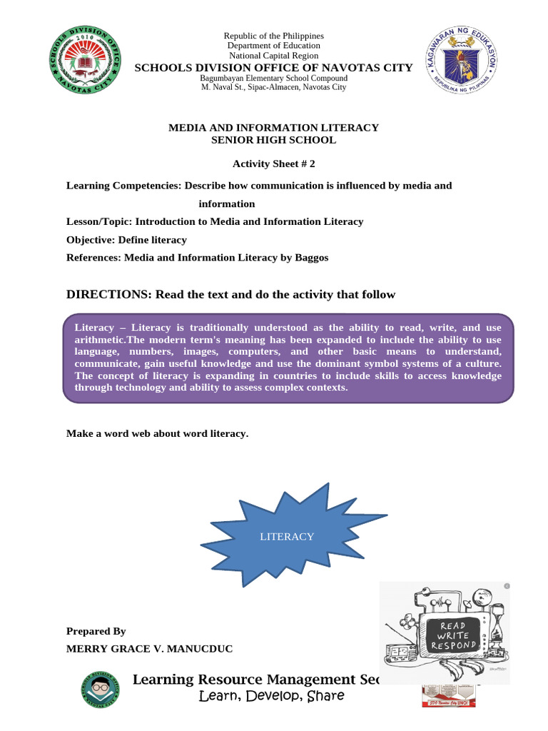 Activty-Sheet-template-2-MIL LITERACY Word Web | PDF