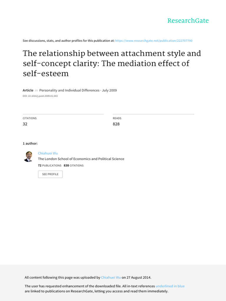 Attachment Style and Self-Concept Clarity | PDF | Attachment Theory ...