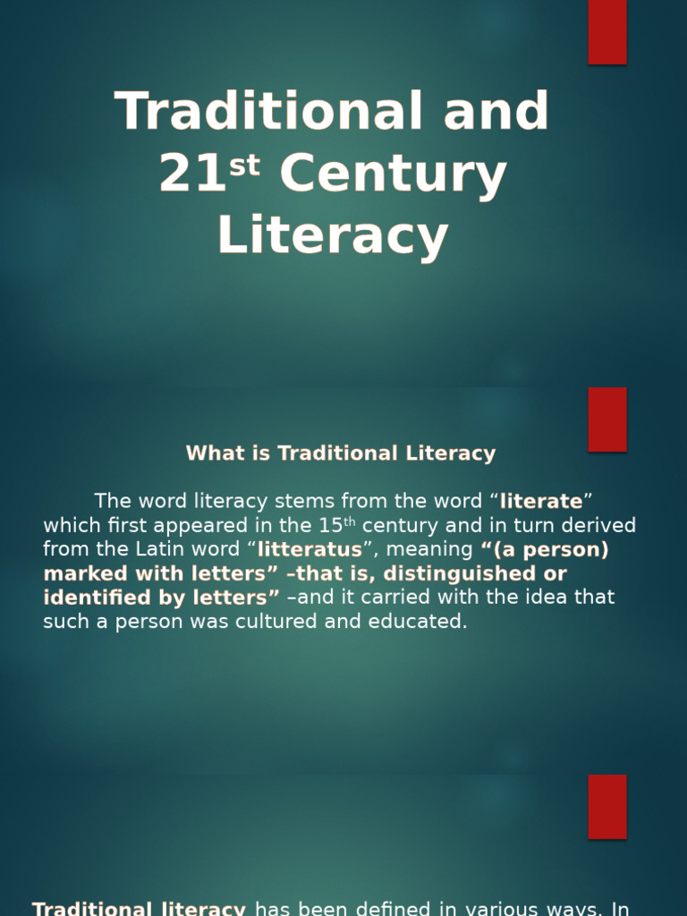 Understanding Traditional and 21st Century Literacy | PDF | Literacy ...