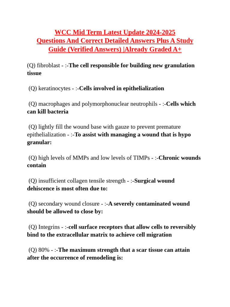 Wound Care Study Guide | PDF | Wound Healing | Wound