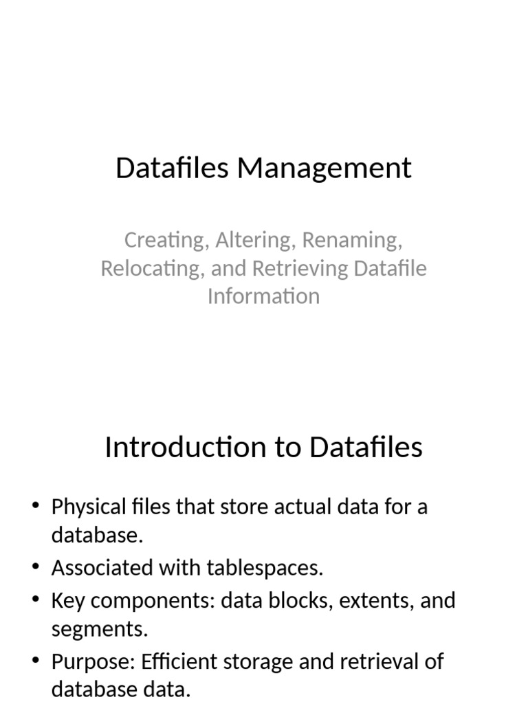 Datafile Management Guide | PDF