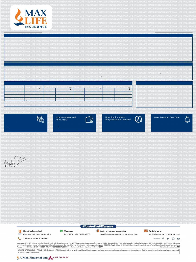 Max Life Smart Term Plan Premium Receipt | PDF | Insurance | Life Insurance