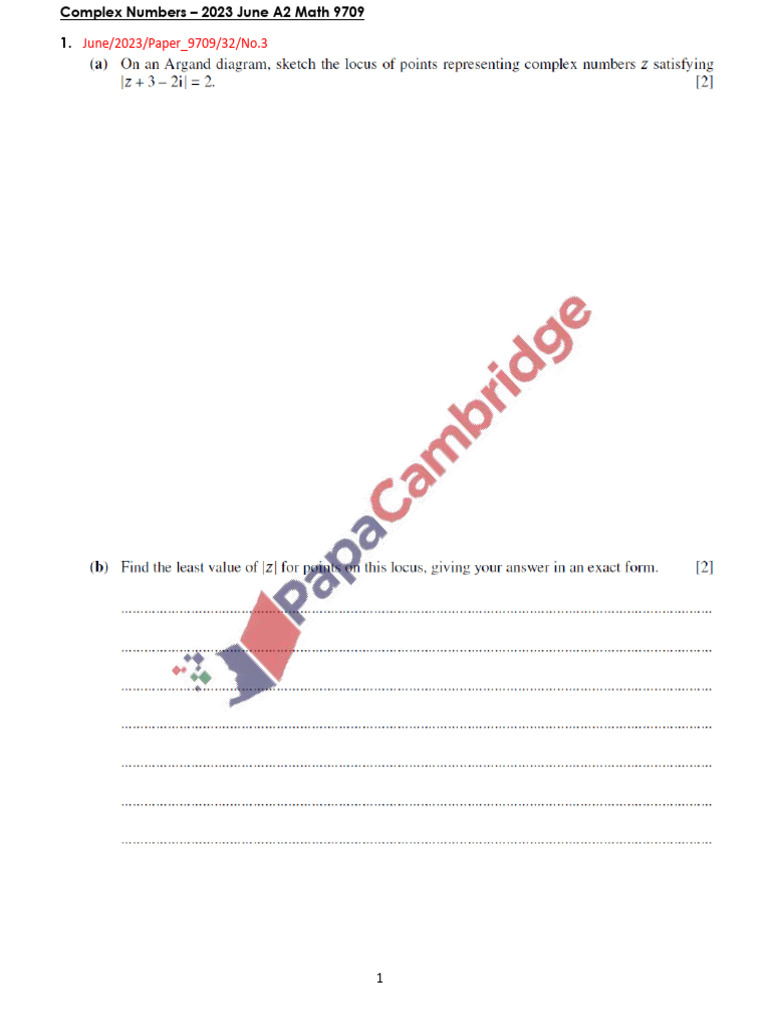 2023J Complex Numbers A2 Math 9709 | PDF