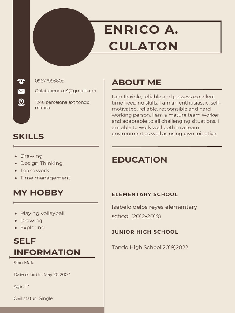Cream and Brown Minimalist Professional Resume | PDF