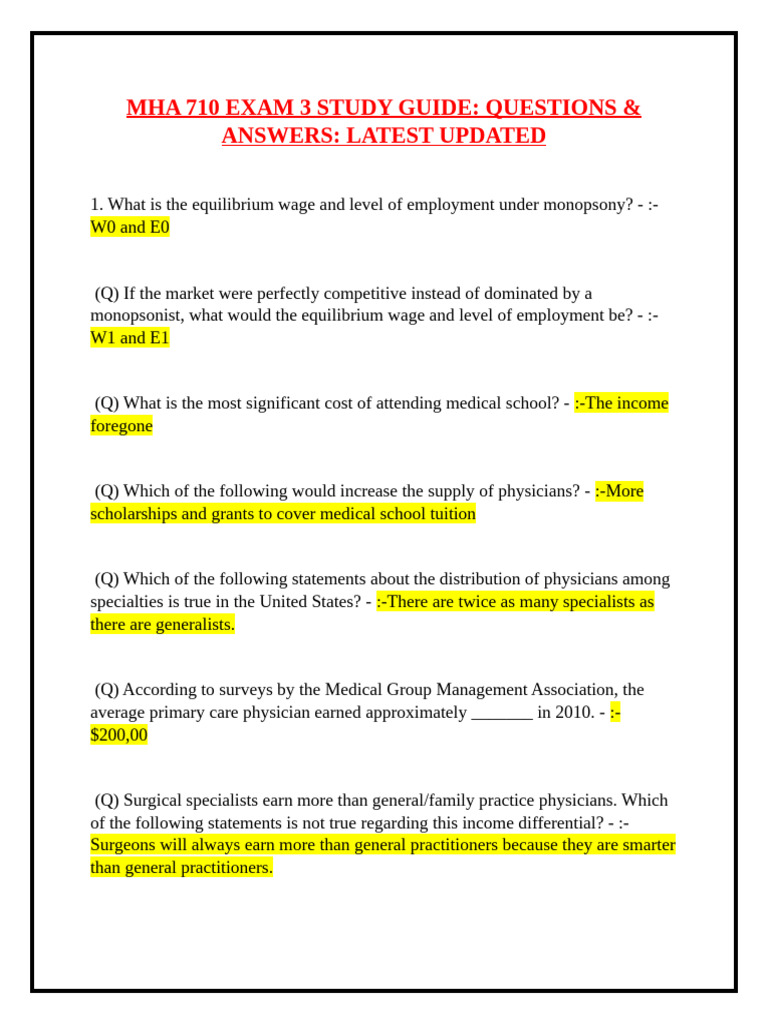 Mha 710 Exam 3 Study Guide | PDF | Medicare (United States) | Hospital