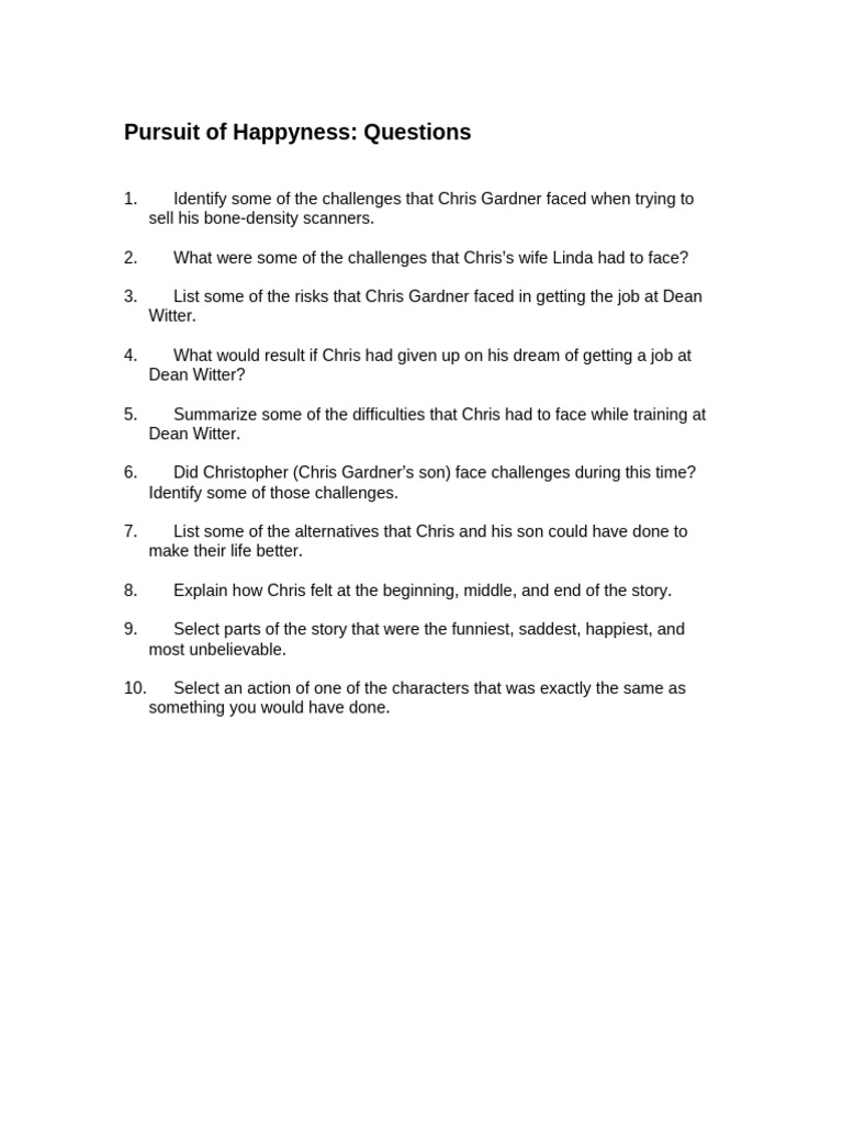 Pursuit of Happyness Film Assignment | PDF