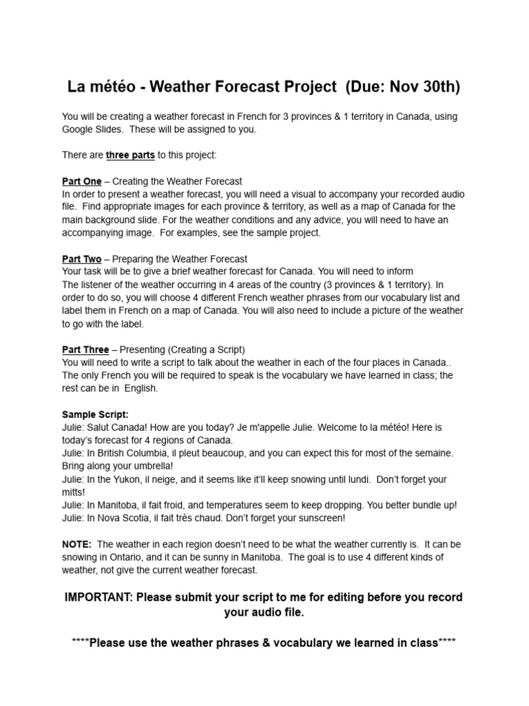 La Météo - Weather Forecast Project | PDF