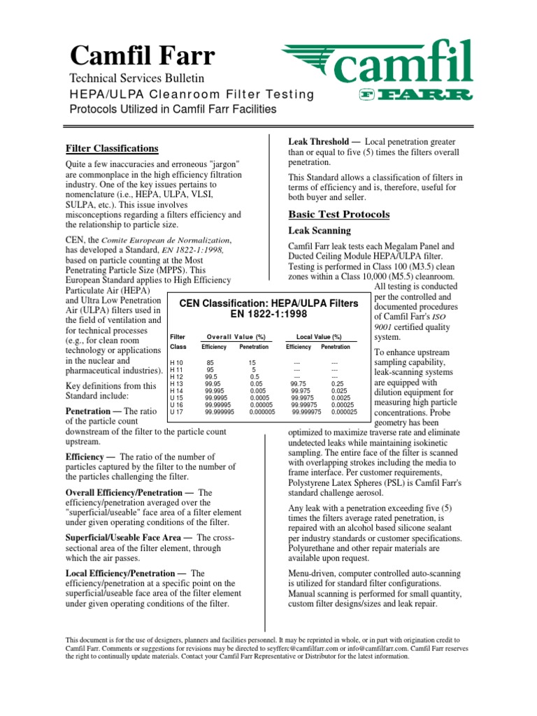 HEPA Cleanroom Filter Testing | PDF | Science | Technology (General)