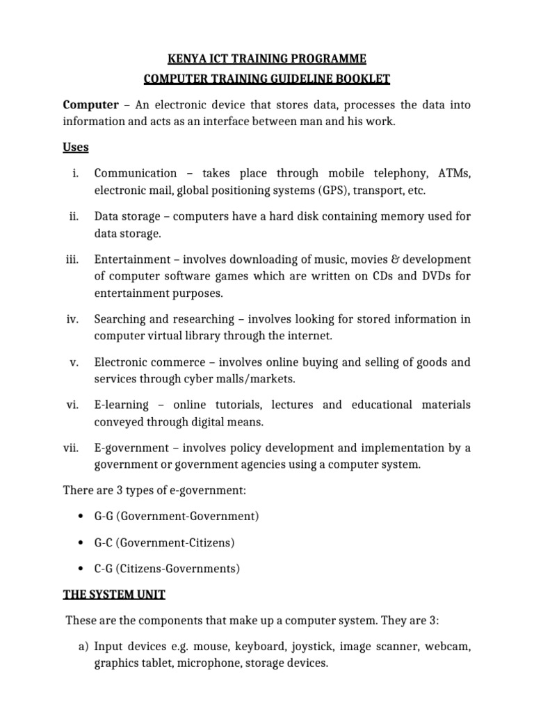 COMPUTER TRAINING MANUAL (Repaired)_032158 | PDF | Microsoft Excel | Computer Data Storage