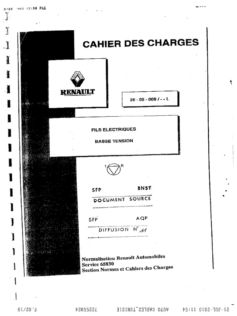 Specification renault Cable | PDF
