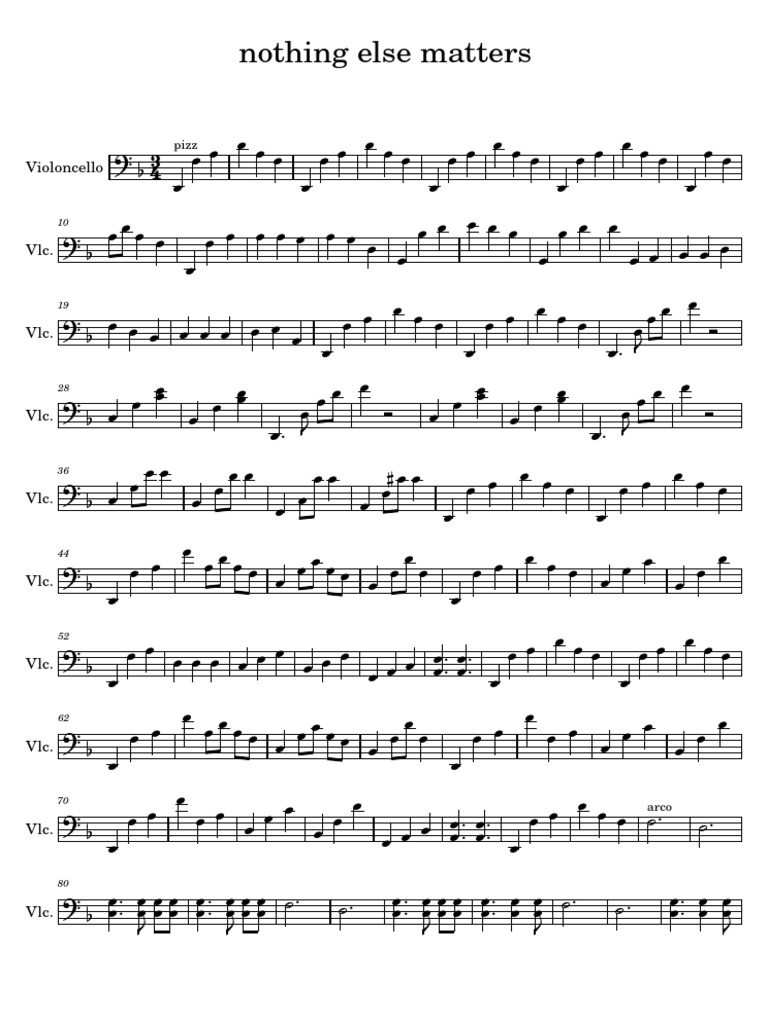 Apocalyptica - Nothing Else Matters. Cello 4 | PDF