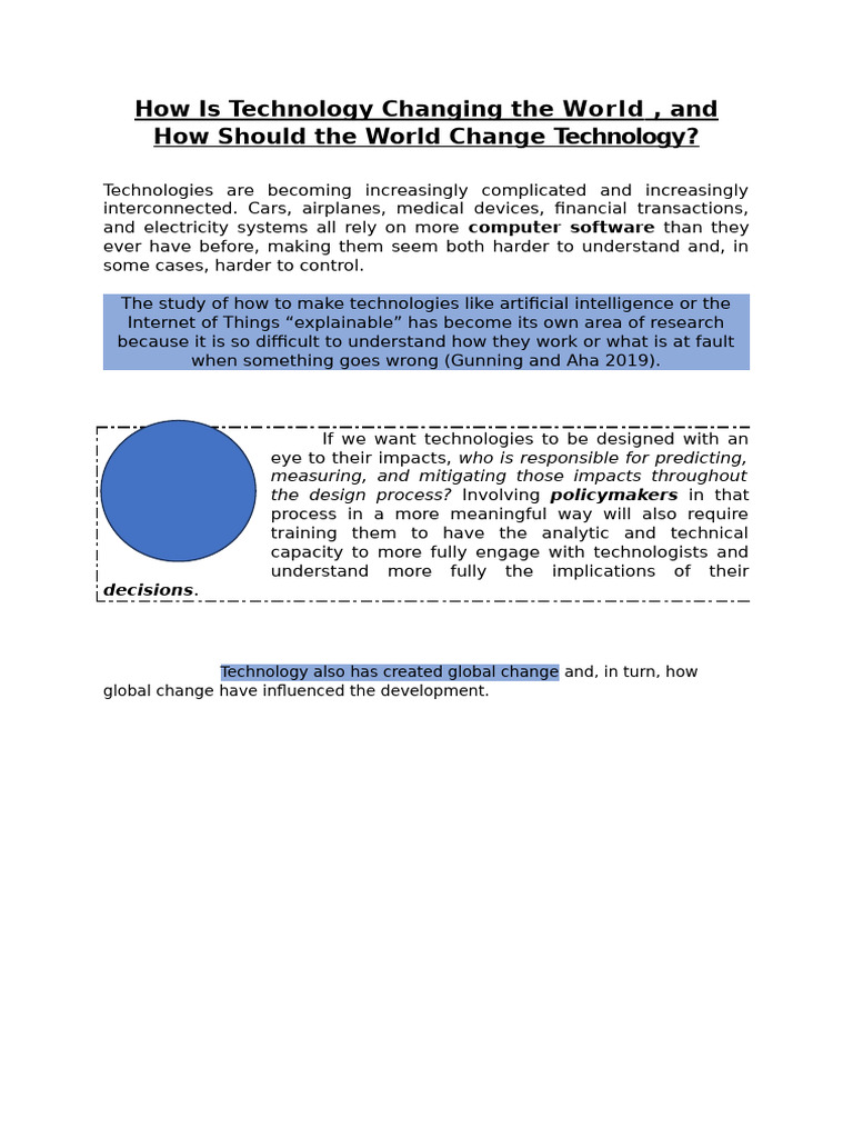How Is Technology Changing The World | PDF