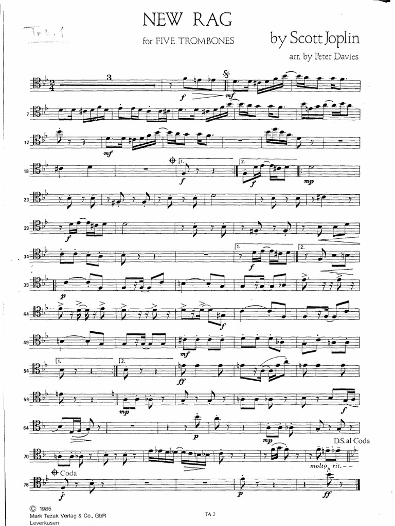 Joplin-Davies New Rag 1 TRB | PDF