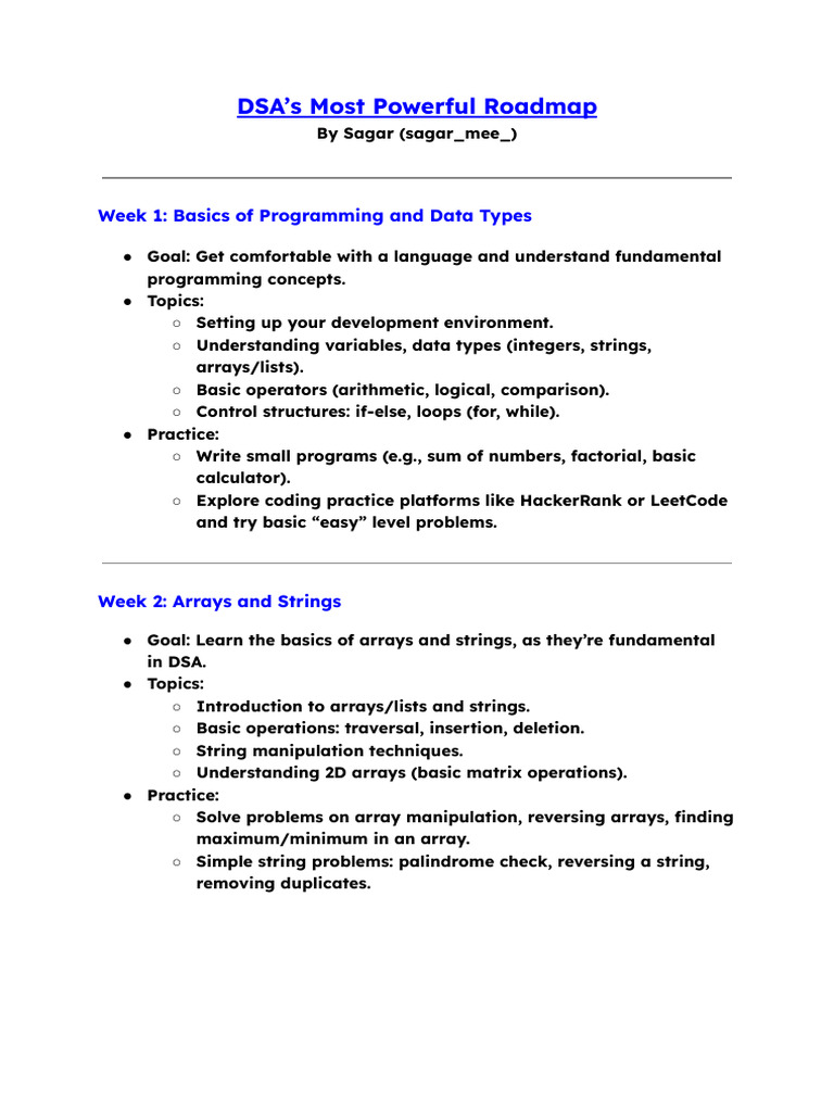DSA Most Powerful Roadmap | PDF | Dynamic Programming | Theoretical Computer Science