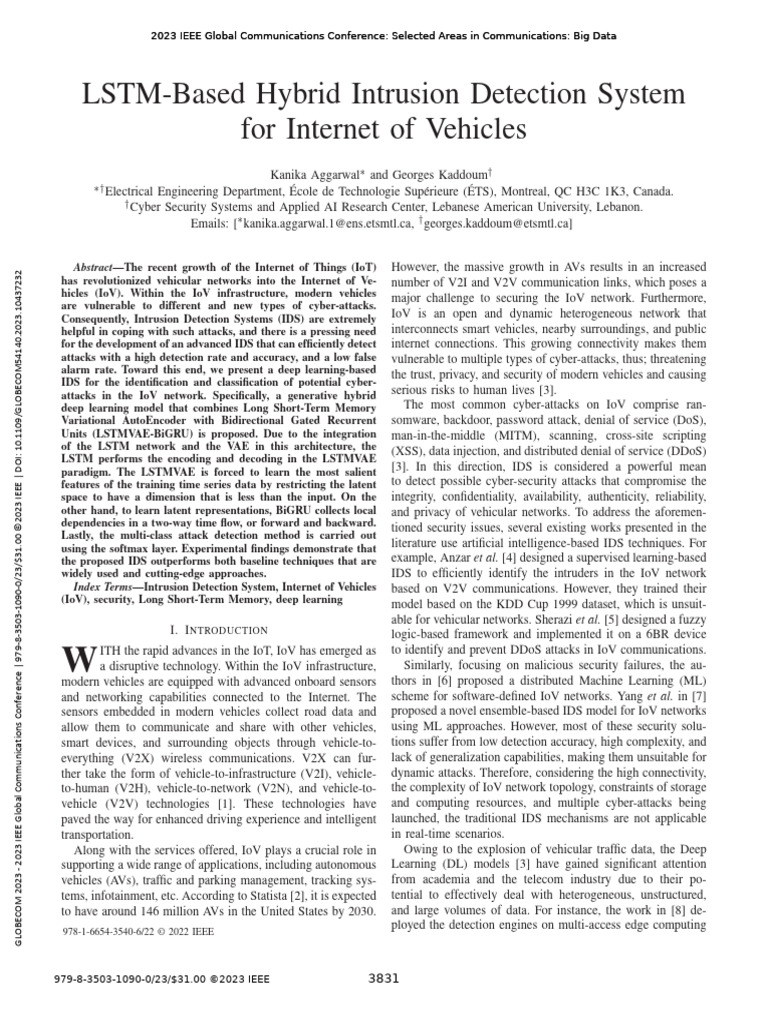 LSTM-Based Hybrid Intrusion Detection System For Internet of Vehicles ...