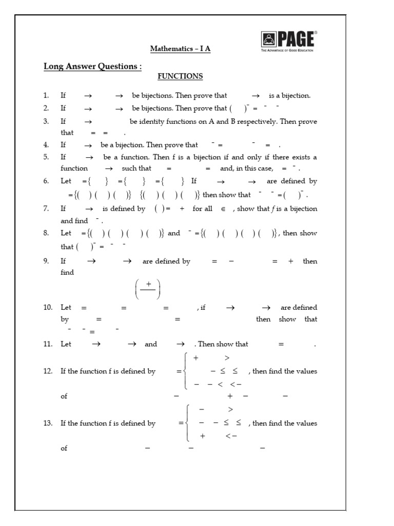 Jr Maths - I a Practice Questions for UNIT - 3 | PDF | Function ...