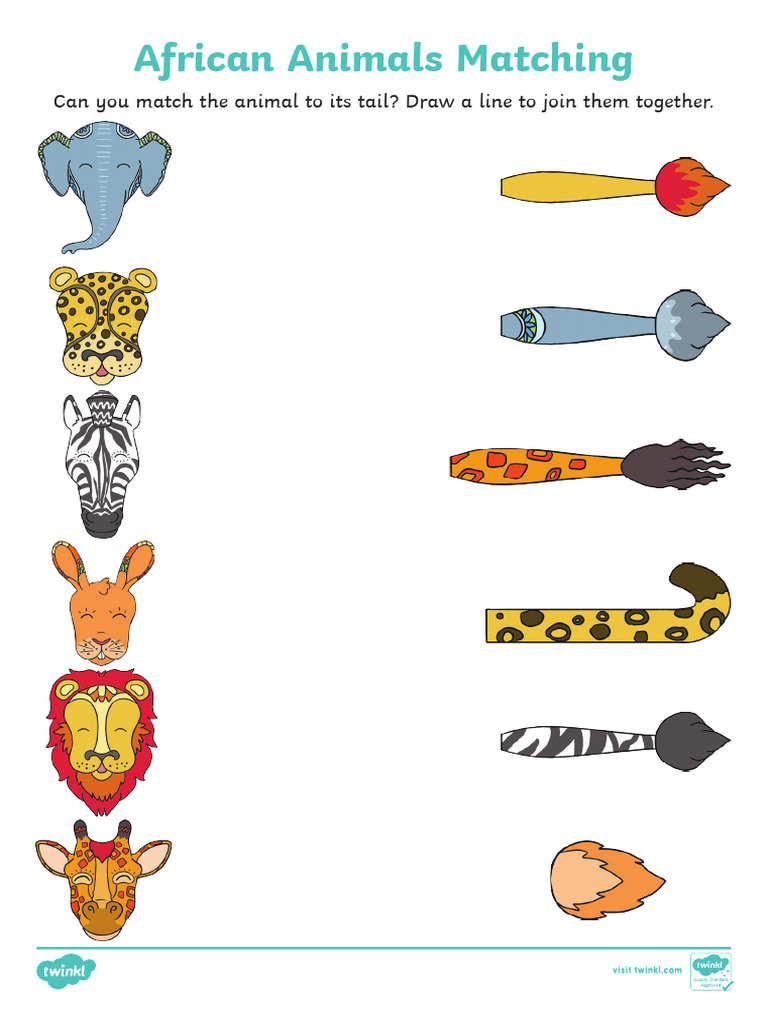 Za L 9 African Animals Matching Activity English | PDF