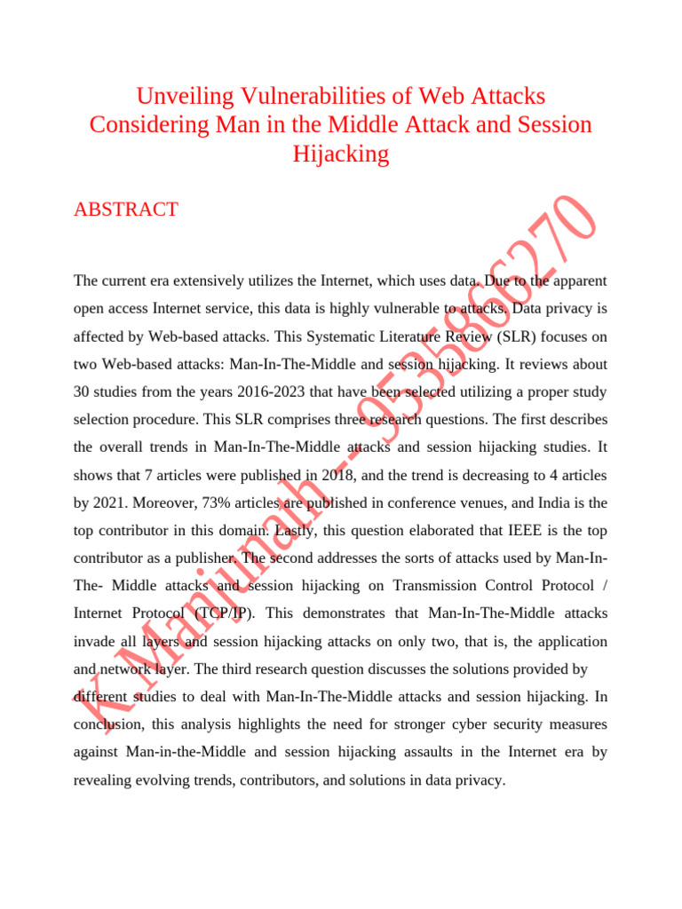 Web Attack Vulnerabilities: MITM & Hijacking | PDF | Computer Network ...