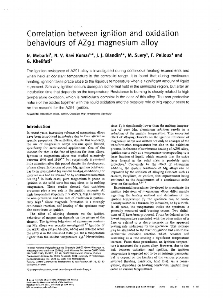 Safe Handling of MG - Ignition PDF | PDF | Magnesium | Combustion