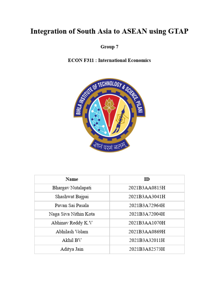South Asia-ASEAN Integration via GTAP Analysis | PDF | Taxes | South Asia