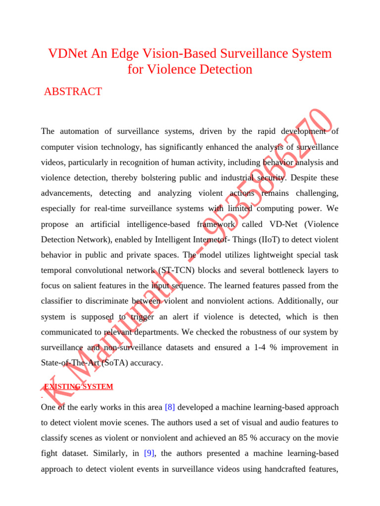 VD-Net: AI for Real-Time Violence Detection | PDF | Internet Of Things ...