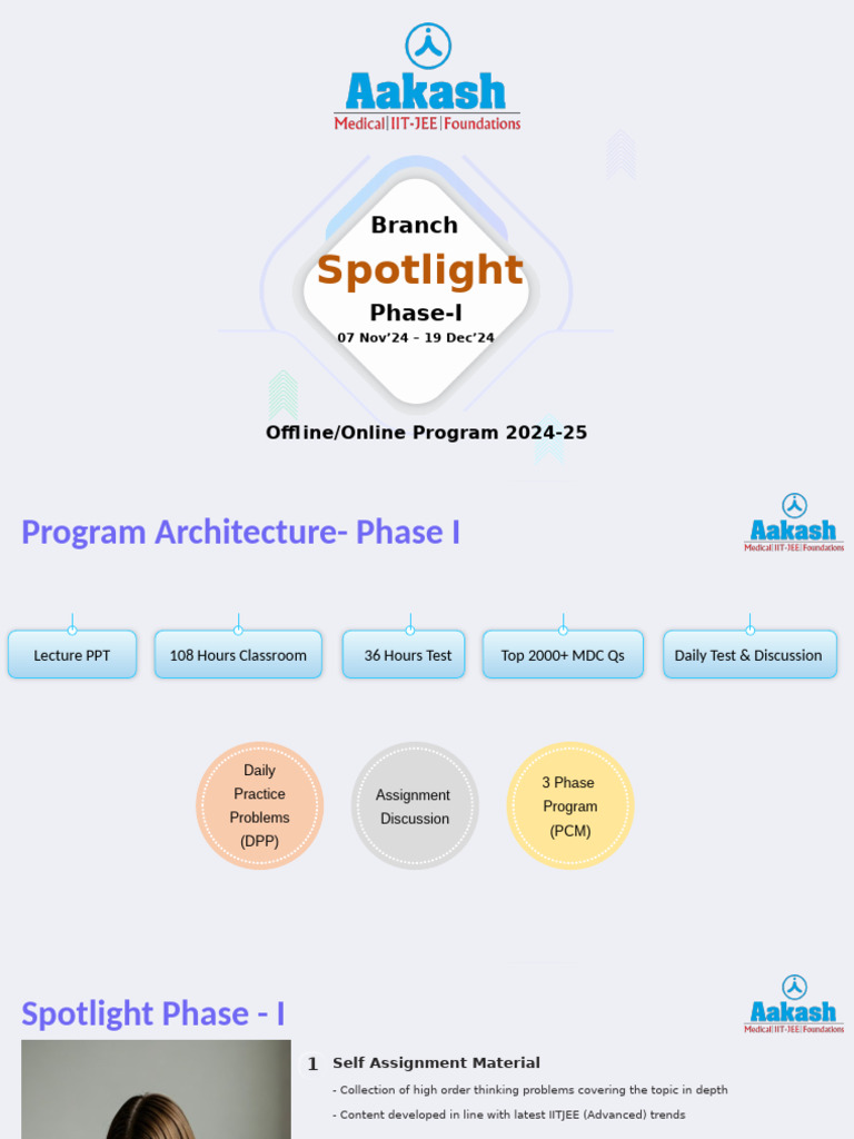 JEE Advanced Prep: Spotlight Phase I | PDF | Chemistry | Physics