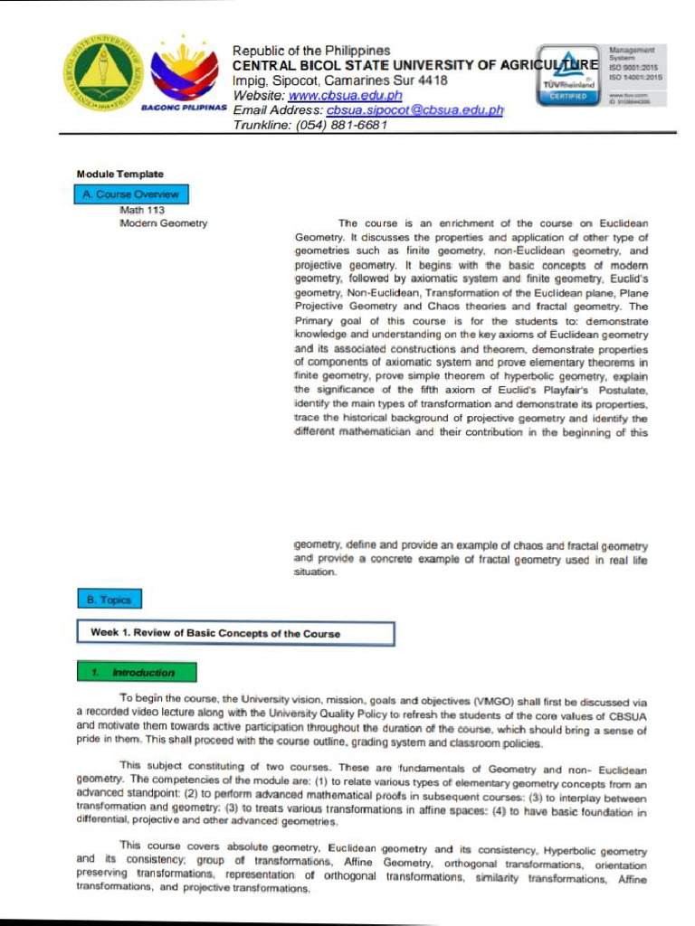 Modern Geometry Module | PDF